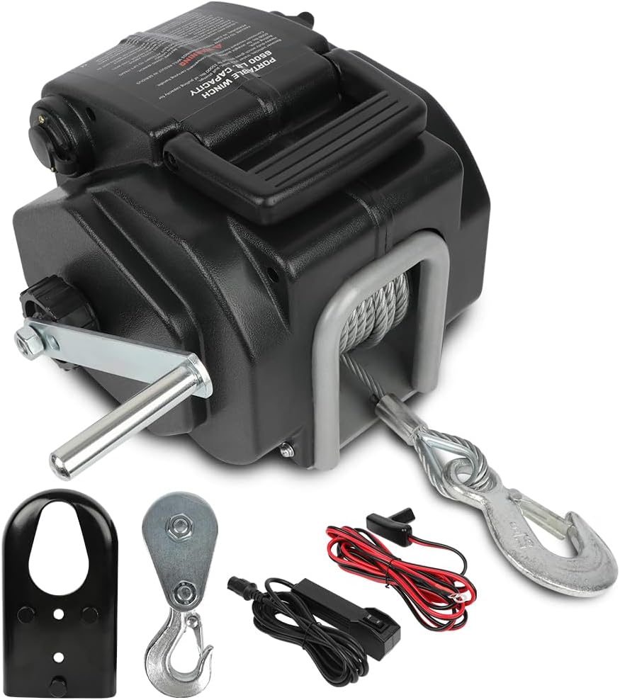Electric Boat Winch 6500LBS Remote Marine Ship Steel Trailer Cable 12V ...