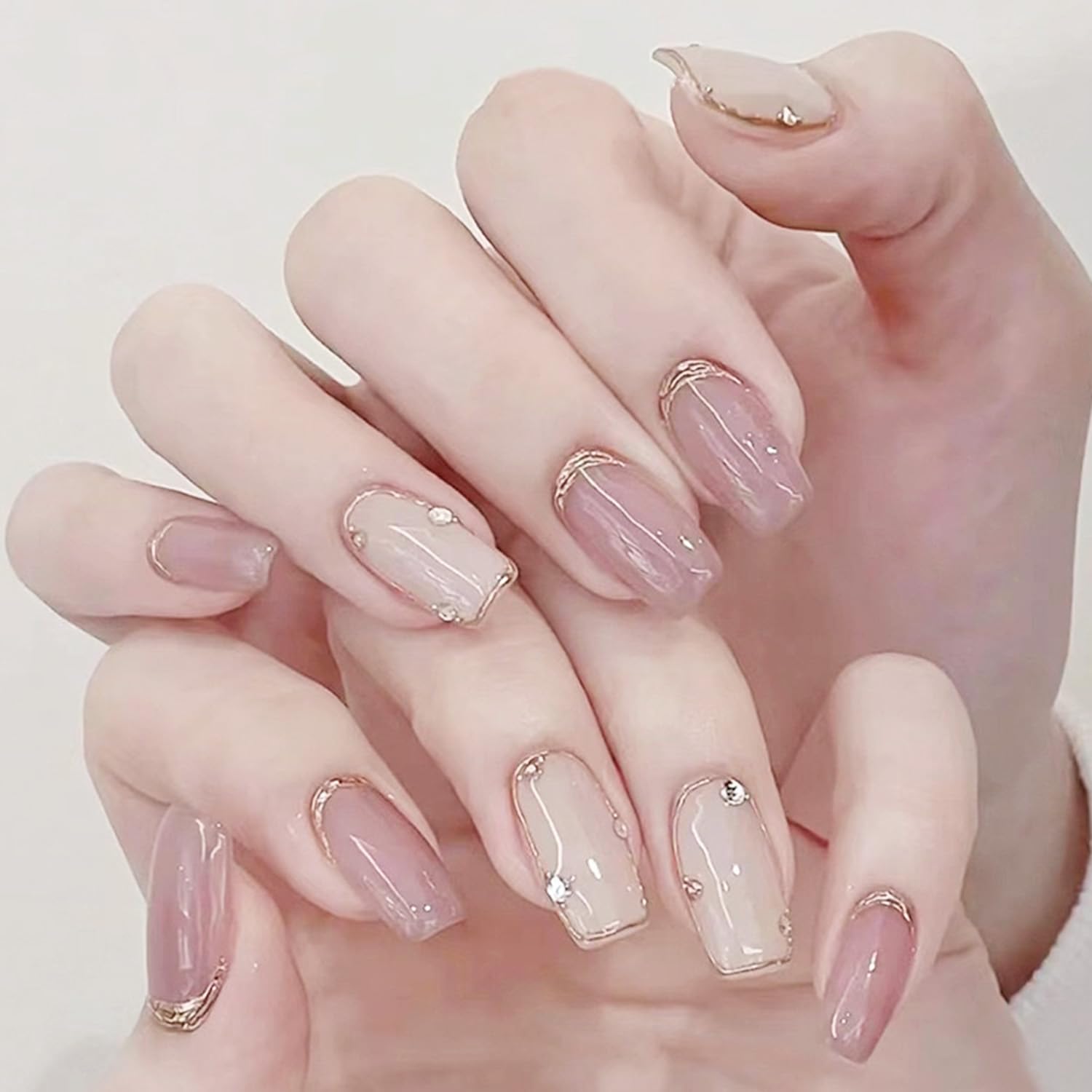 Buy Acrylic Press-On Nails Set with Handmade Gel Polish Patterns and ...