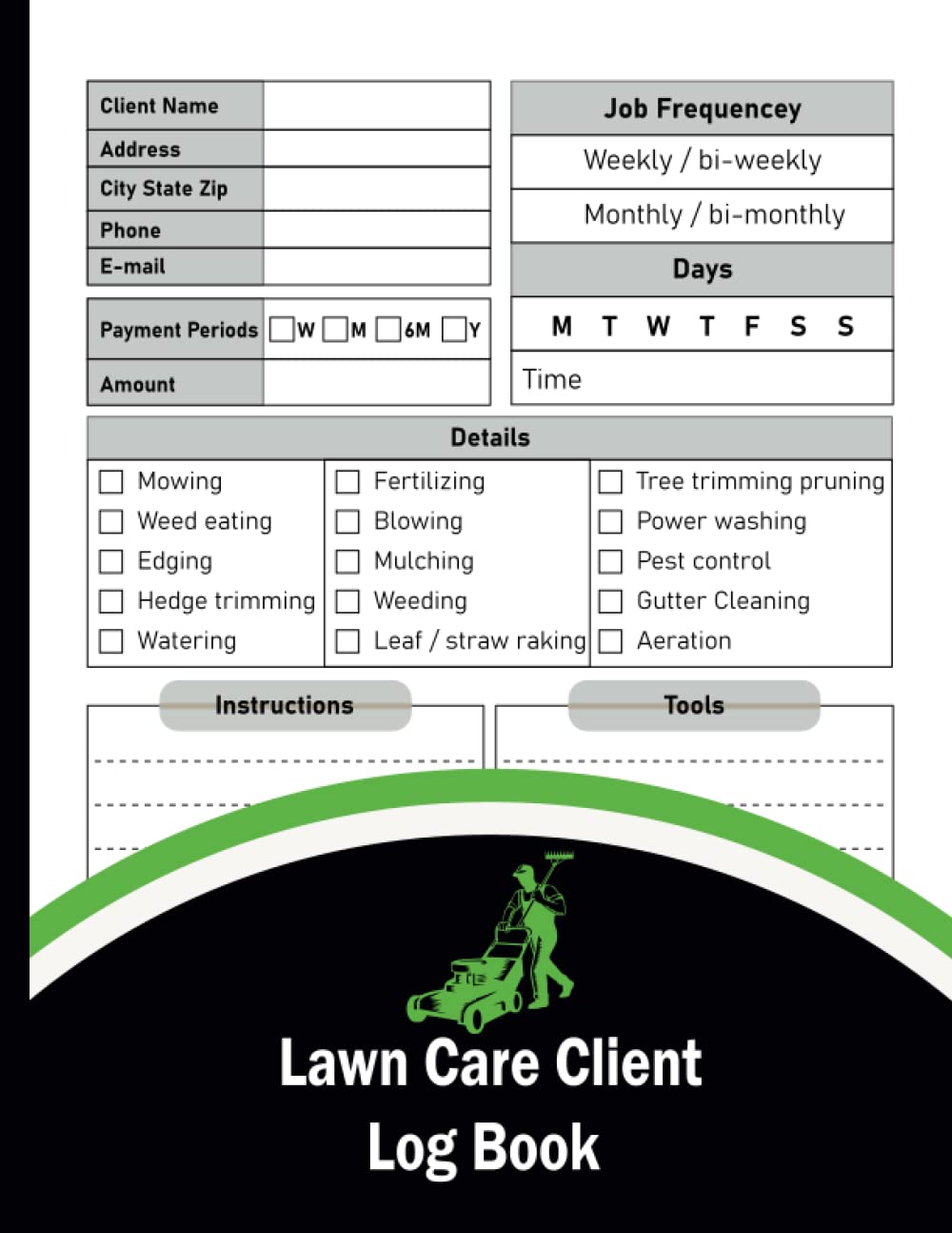 Lawn Care Client Log Book: Record Customer Information for Landscaping ...