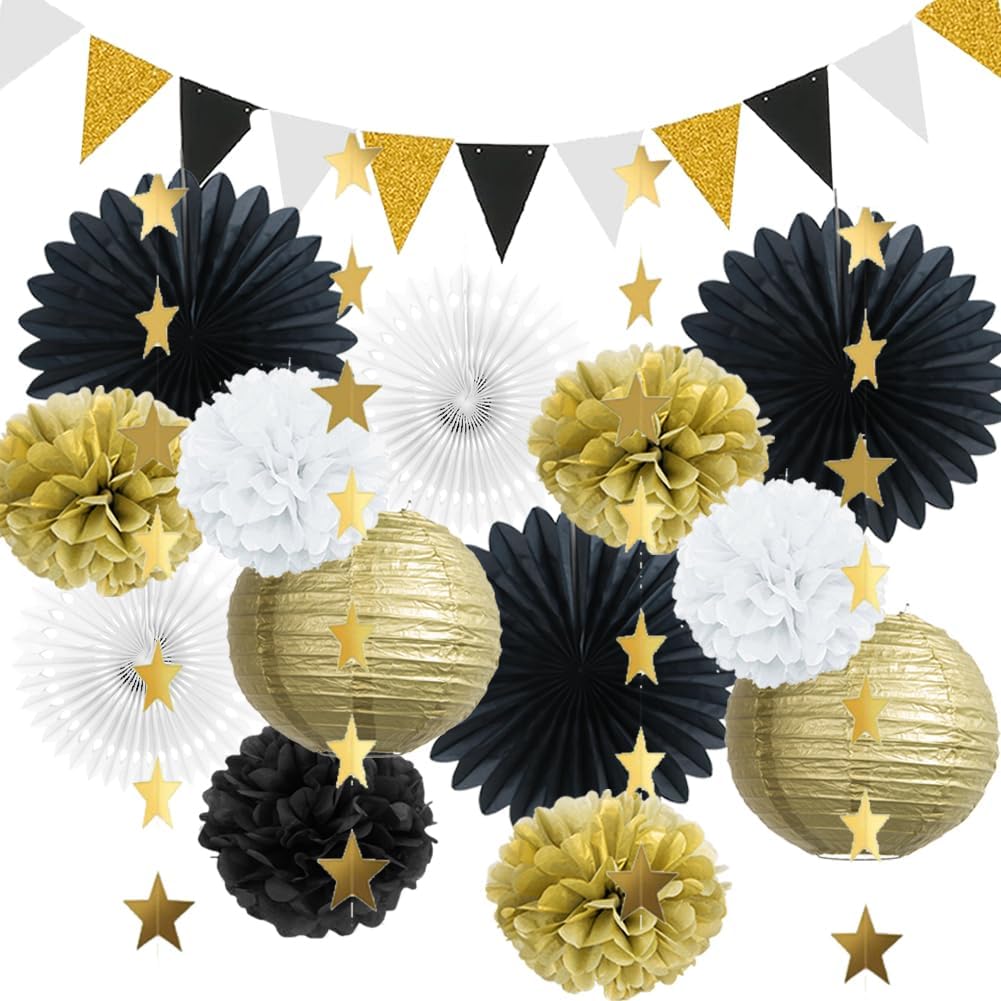 Black White and Gold Party Decorations