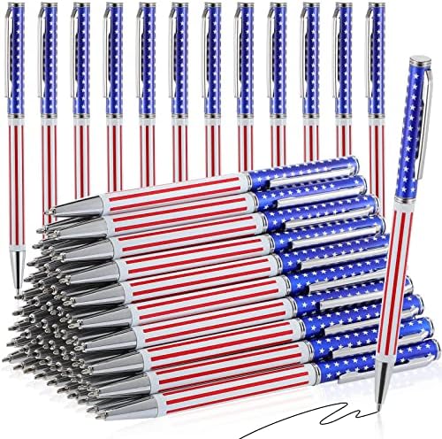 Amazon.com : Gueevin 60 Pcs American Flag Ballpoint Pen Patriotic Metal ...