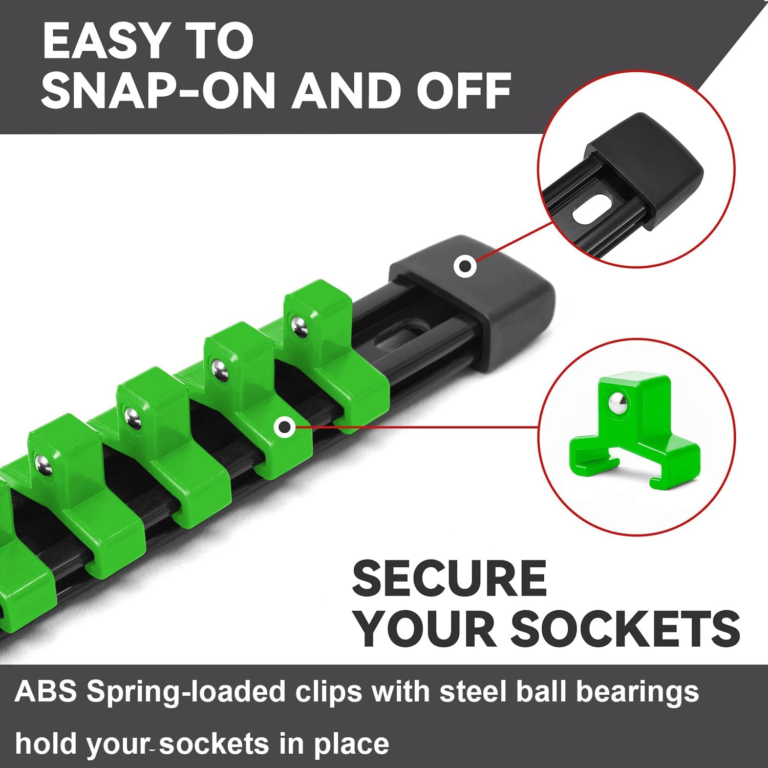 Snapklik.com : ALOANES 9 PC ABS Socket Organizer, 3/8 Inch, Drive ...