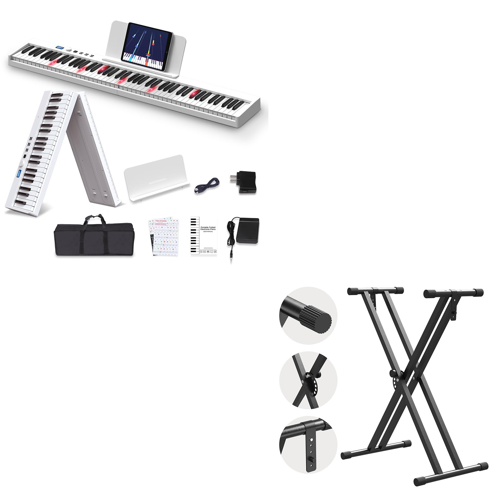 Amazon.com: KONIX Folding Piano Keyboard, 88 Keys Full Size Semi ...