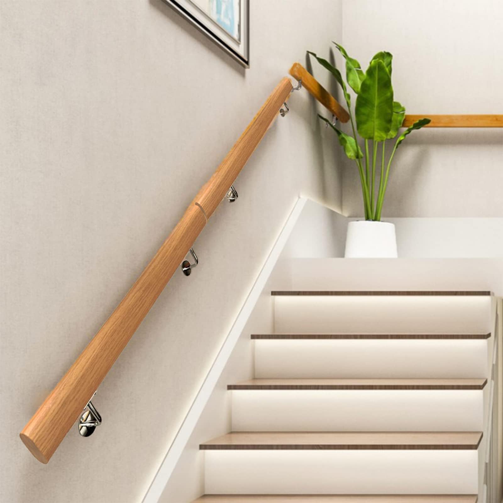 Wooden Handrail, 100 cm Length, Stair Railing, Indoor Wall Handrail ...