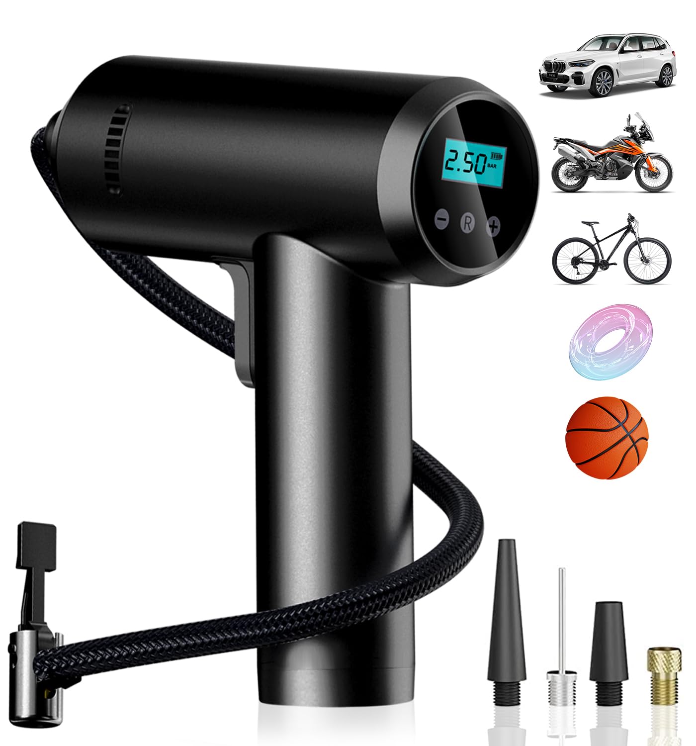 Newfun Cordless Tyre Inflator Air Compressor, Car Tyre Inflator 12V ...