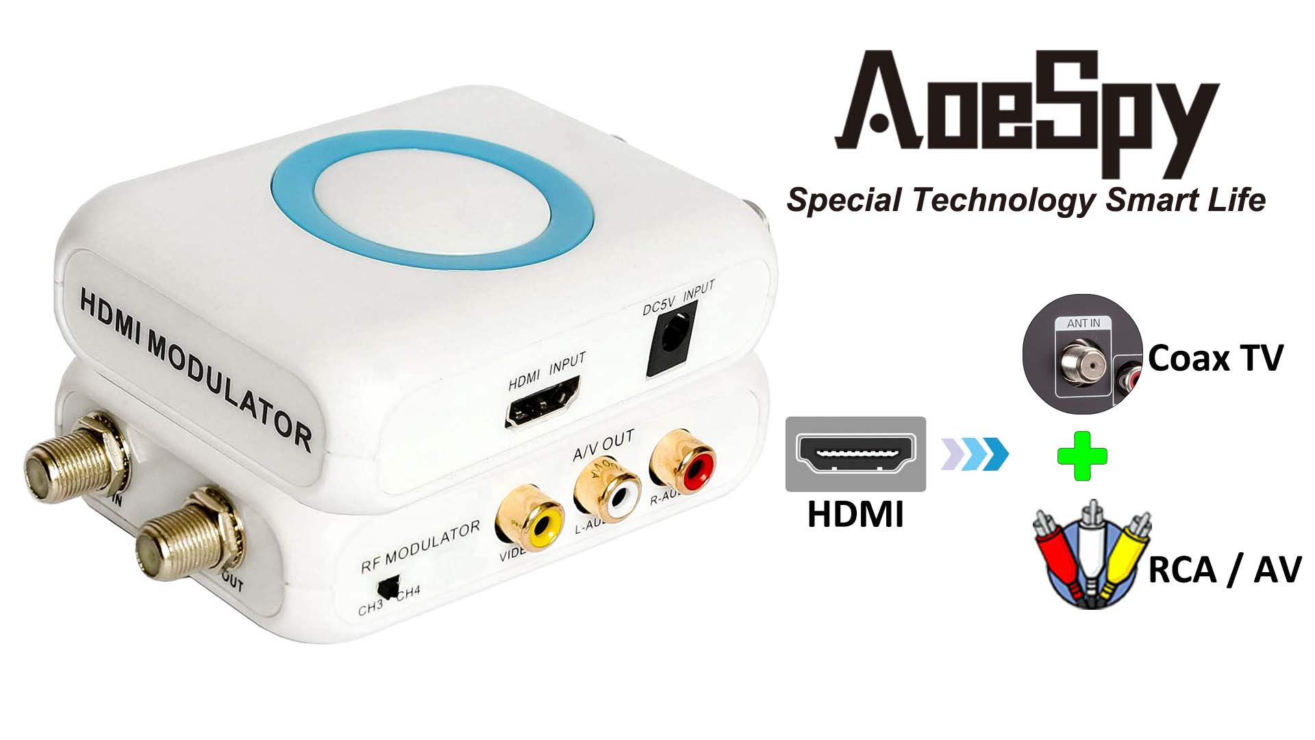 Watch RF Modulator HDMI Coaxial Converter VHF HD Adapter for CATV on ...