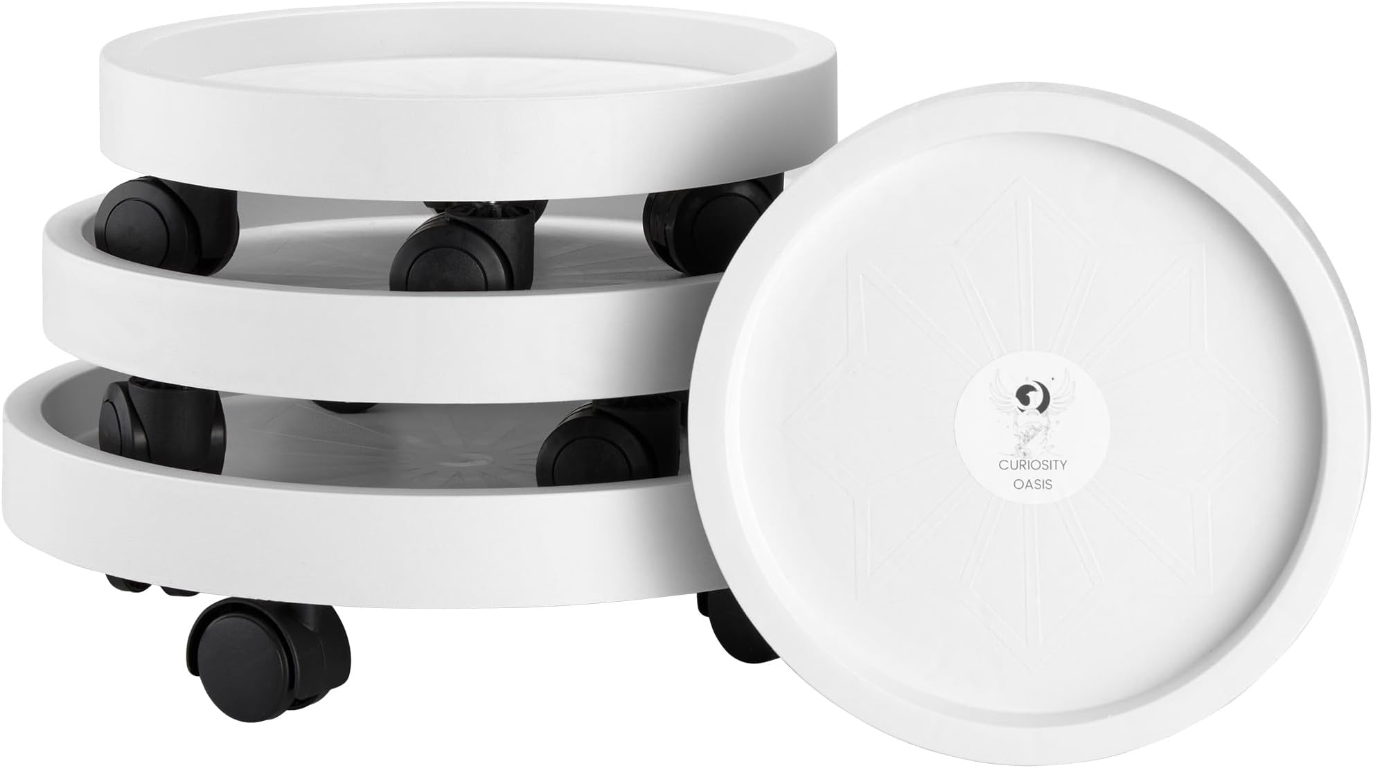 Amazon.com: LMMYBQB A white plant tray with 4 lockable wheels, a thick ...