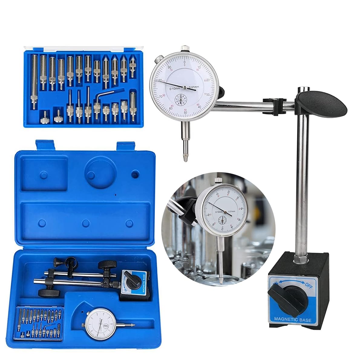 Dial Indicator Gauge Magnetic Base 22pcs Indicator Point Fine ...
