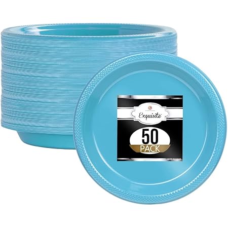 Amazon.com: Plastic Plates Disposable, Light Blue, 60 Pcs : Health ...