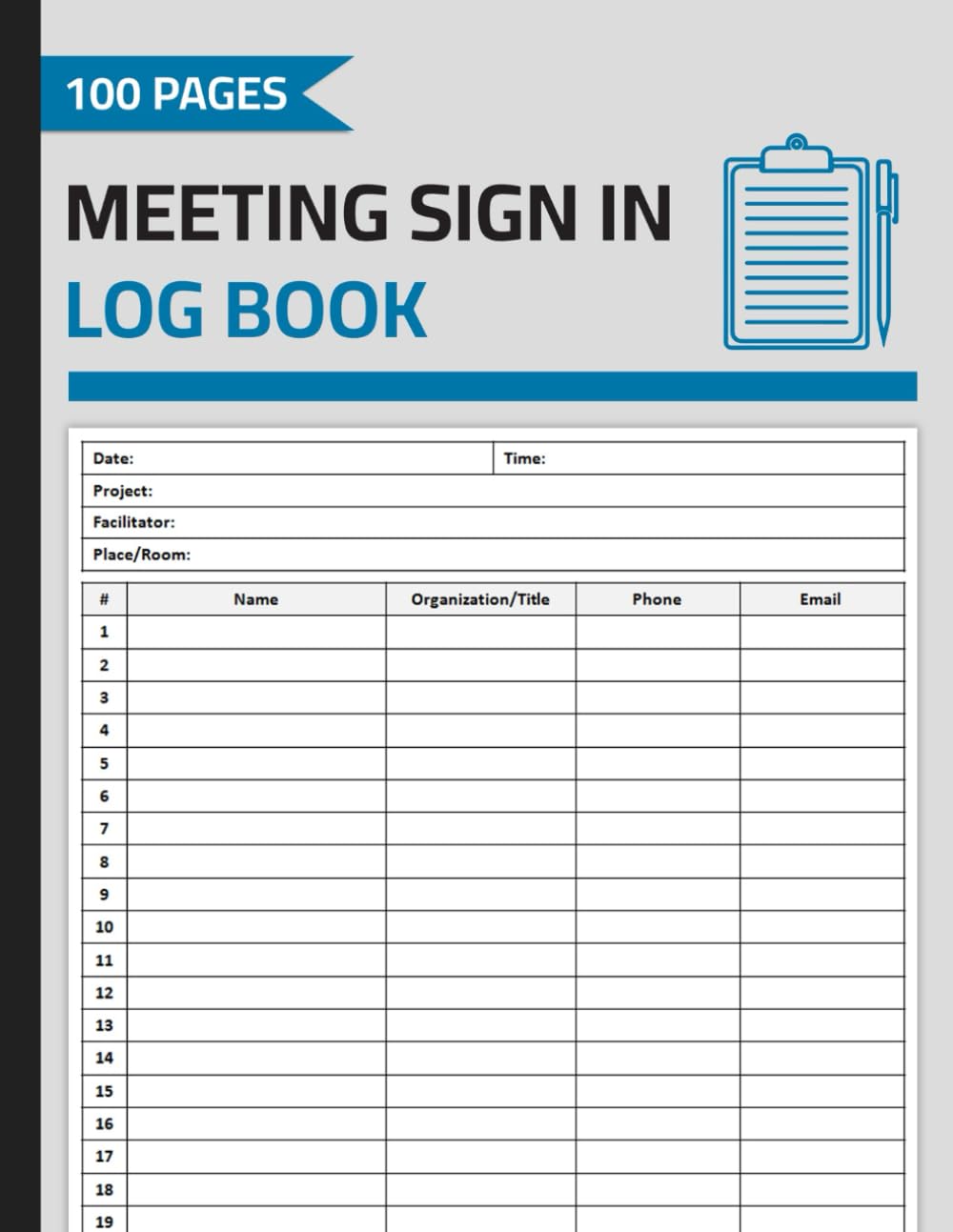Meeting Sign In Logbook: Meeting Attendance Record Log Book | Meeting ...