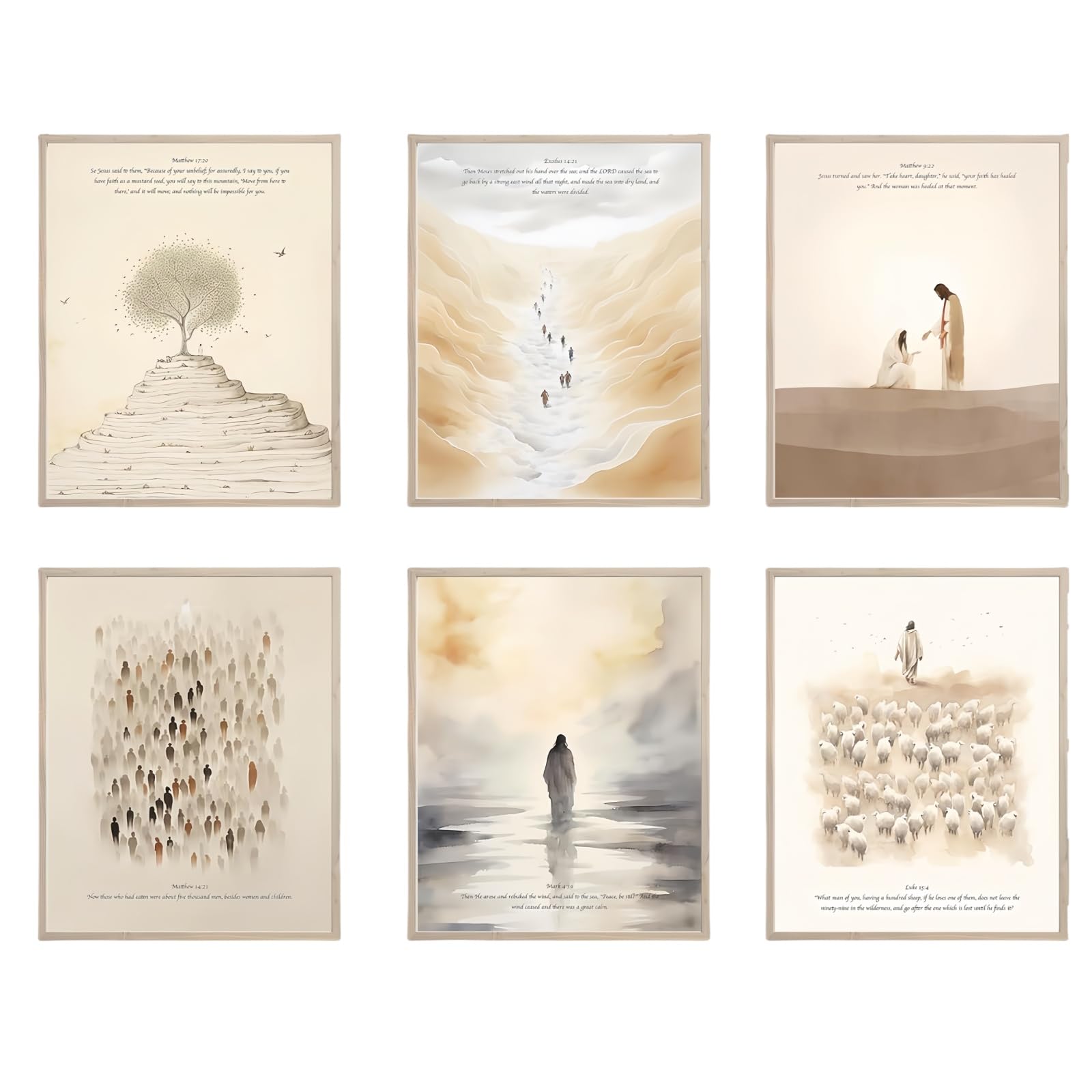 Christian Wall Art Decor Set of 6, Bible Verses Posters Wall Decor ...