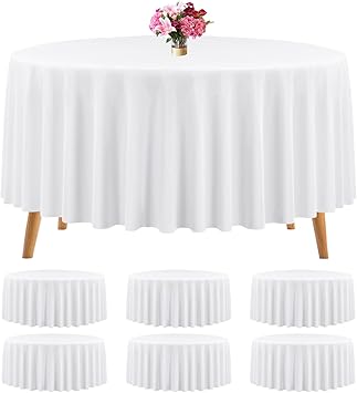 Amazon.com: 6 Packs Premium Round Tablecloth 120 Inch White Polyester ...
