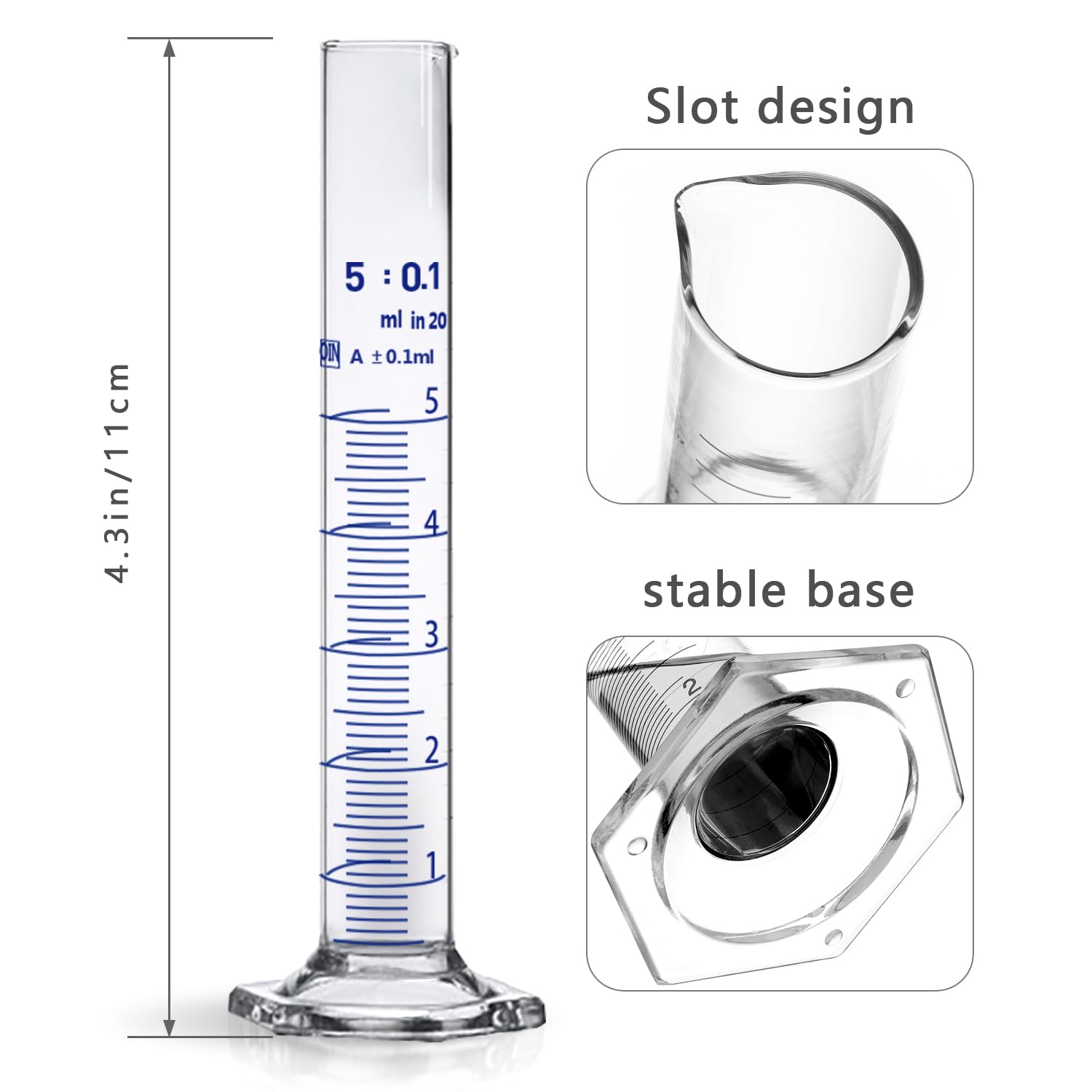 Snapklik.com : Thick Glass Graduated Cylinder Measuring Liquid Lab ...
