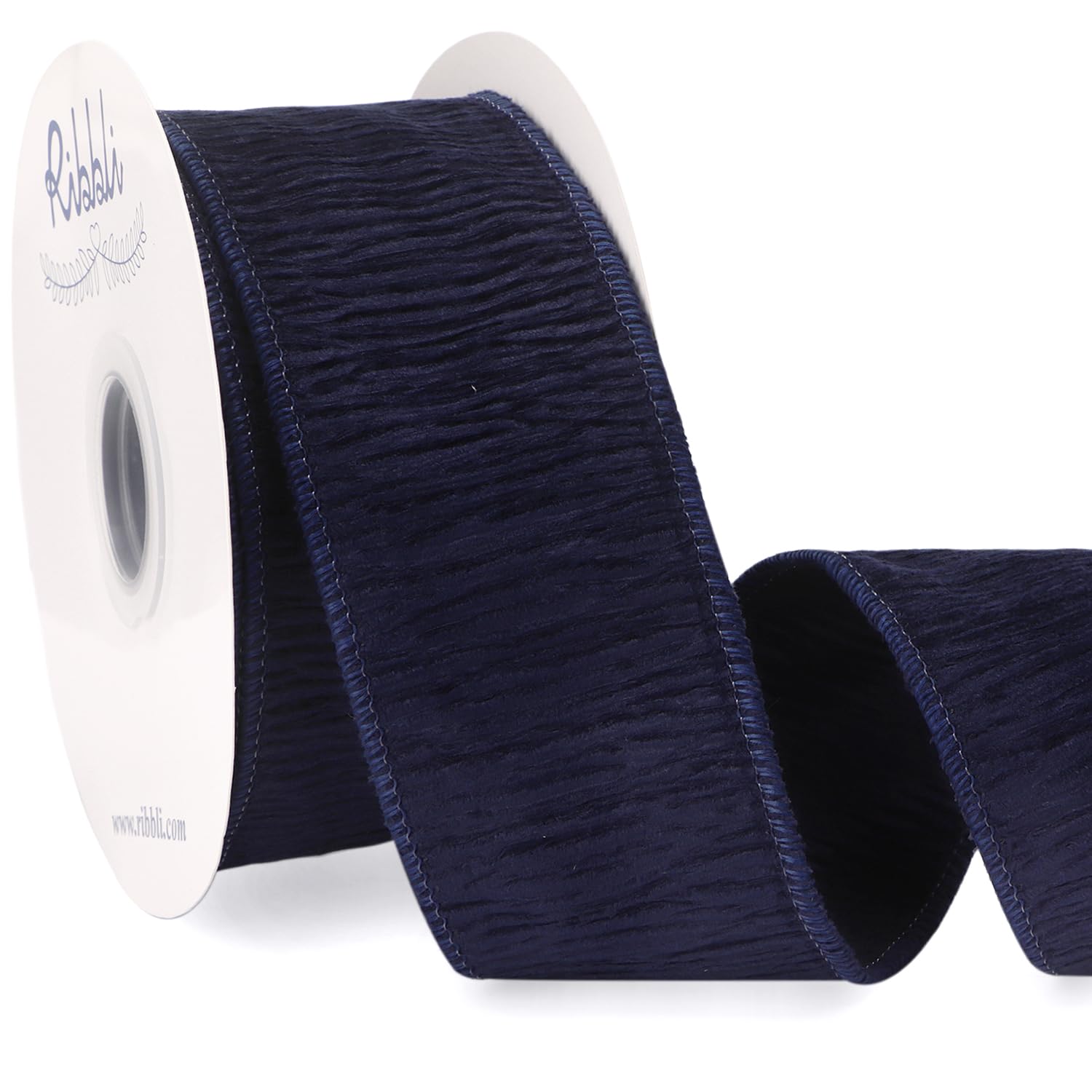 Amazon.com: Ribbli Navy Crinkled Velvet Wired Ribbon 2.5 Inch Velvet ...
