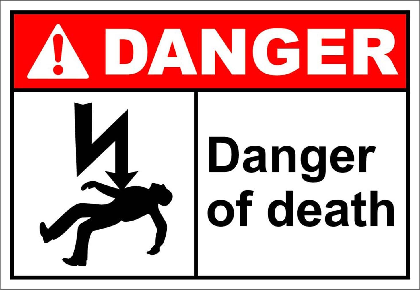 Amazon.com: Danger Of Death Danger OSHA / ANSI LABEL DECAL STICKER ...