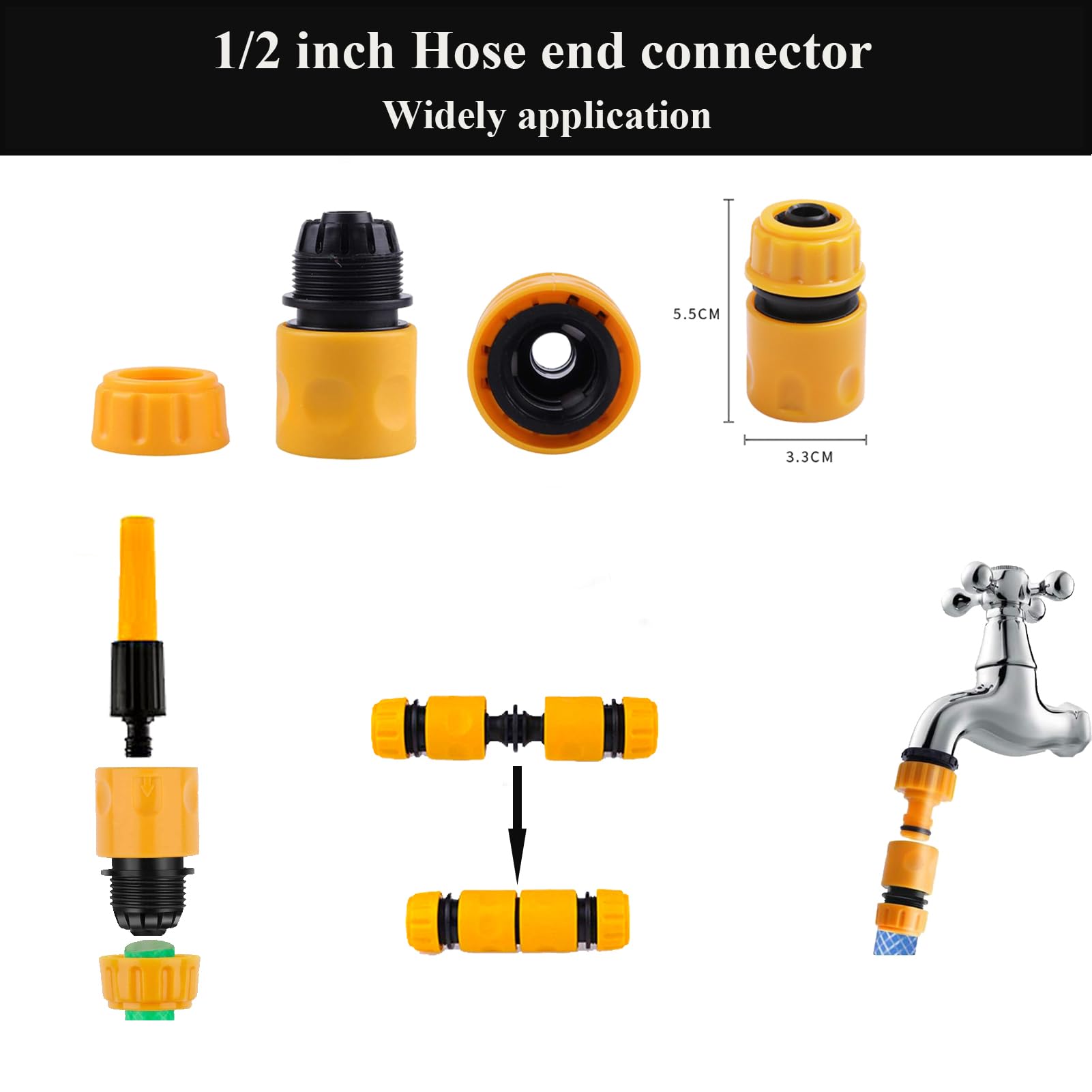 DuDuZui Garden Hose Quick Connector Set, 1/2” Hose End Quick Connector ...