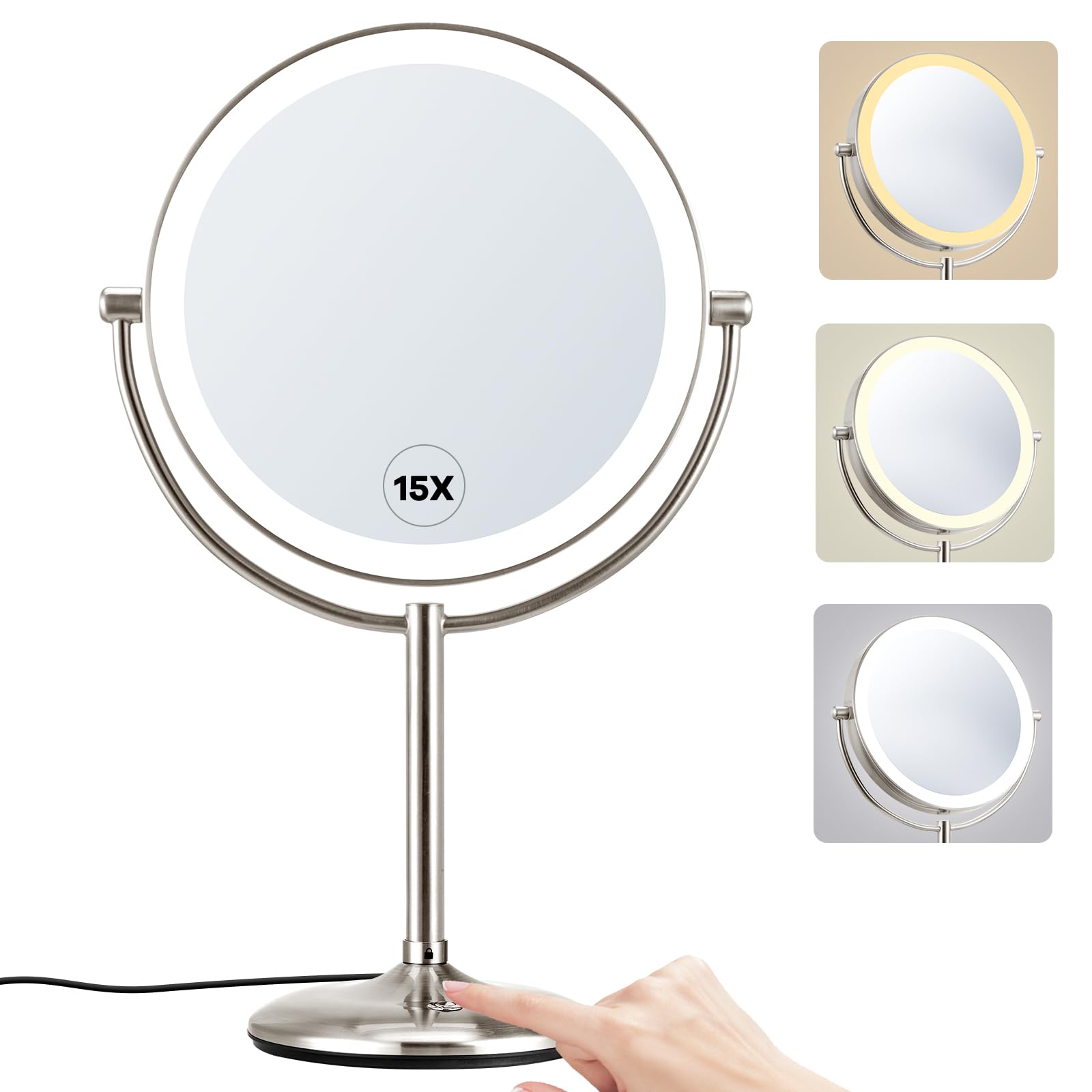Amazon.com - M MIVONDA Makeup Mirror with Lights,1X/15X Brushed Nickel ...