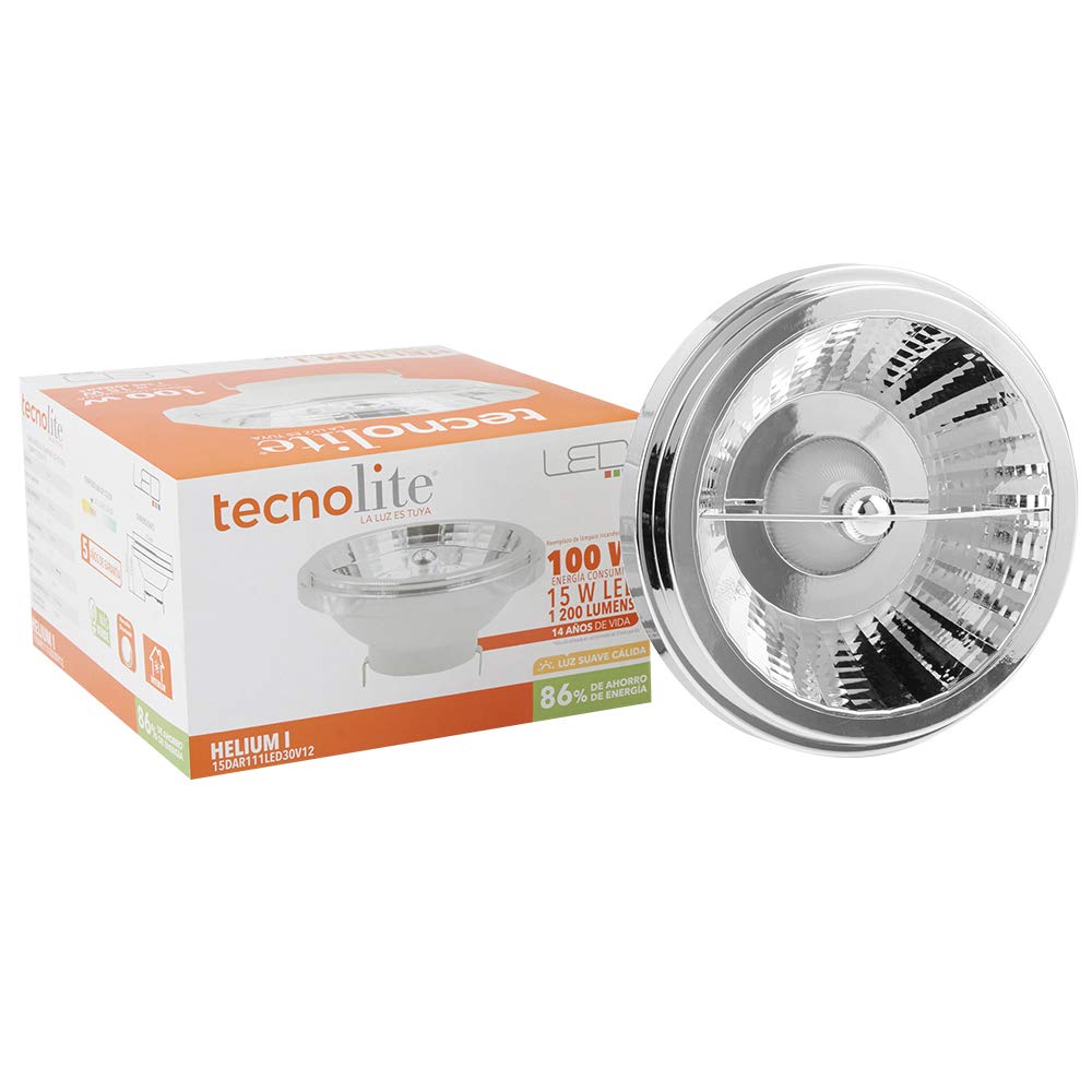 Tecnolite - Foco AR111 LED 15 W, Luz Suave Cálida, Base G53, Atenuable ...