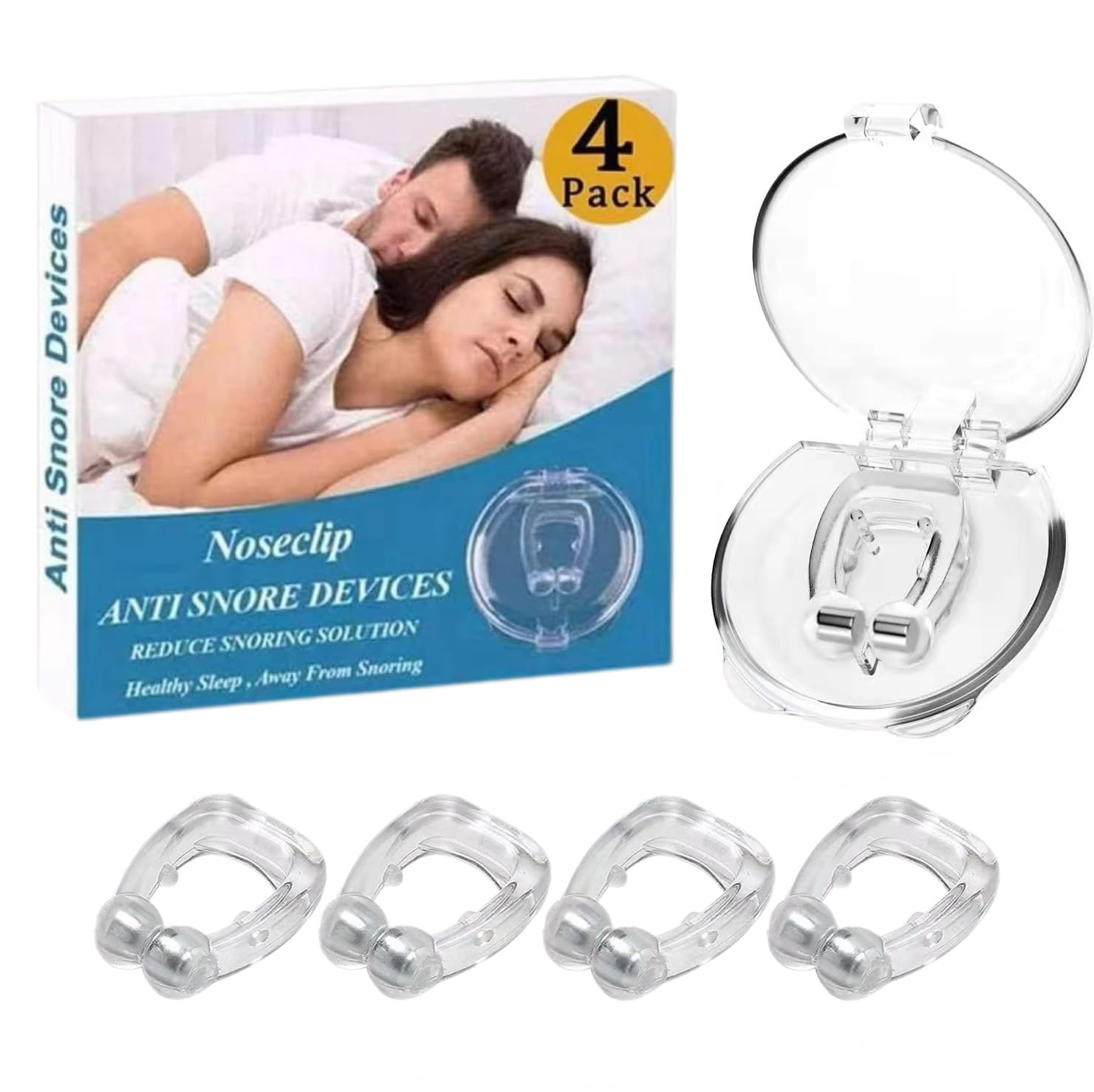 Anti snoring nose clip 4 Pack white,Silicone Magnetic Stop Snoring ...