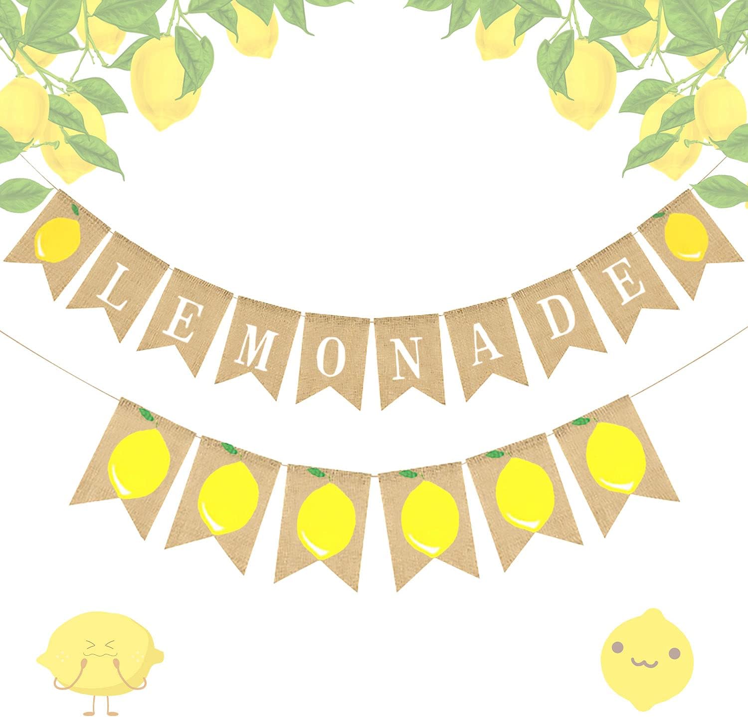 Amazon.com: JOZON Lemonade Burlap Banner and Lemon Burlap Banner Jute ...