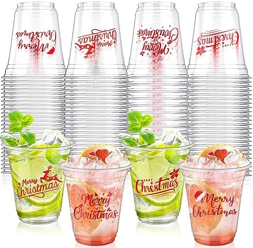 Amazon.com: Kochorie 120 Pcs 16 oz Christmas Party Plastic Cups Winter ...