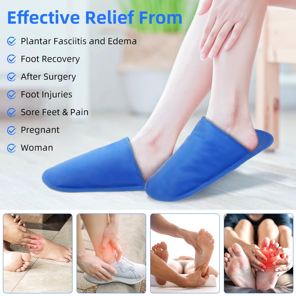 AOOWU Foot Ice Pack Slippers, 2 Pack Hot Cold Therapy Gel Ice Slippers ...