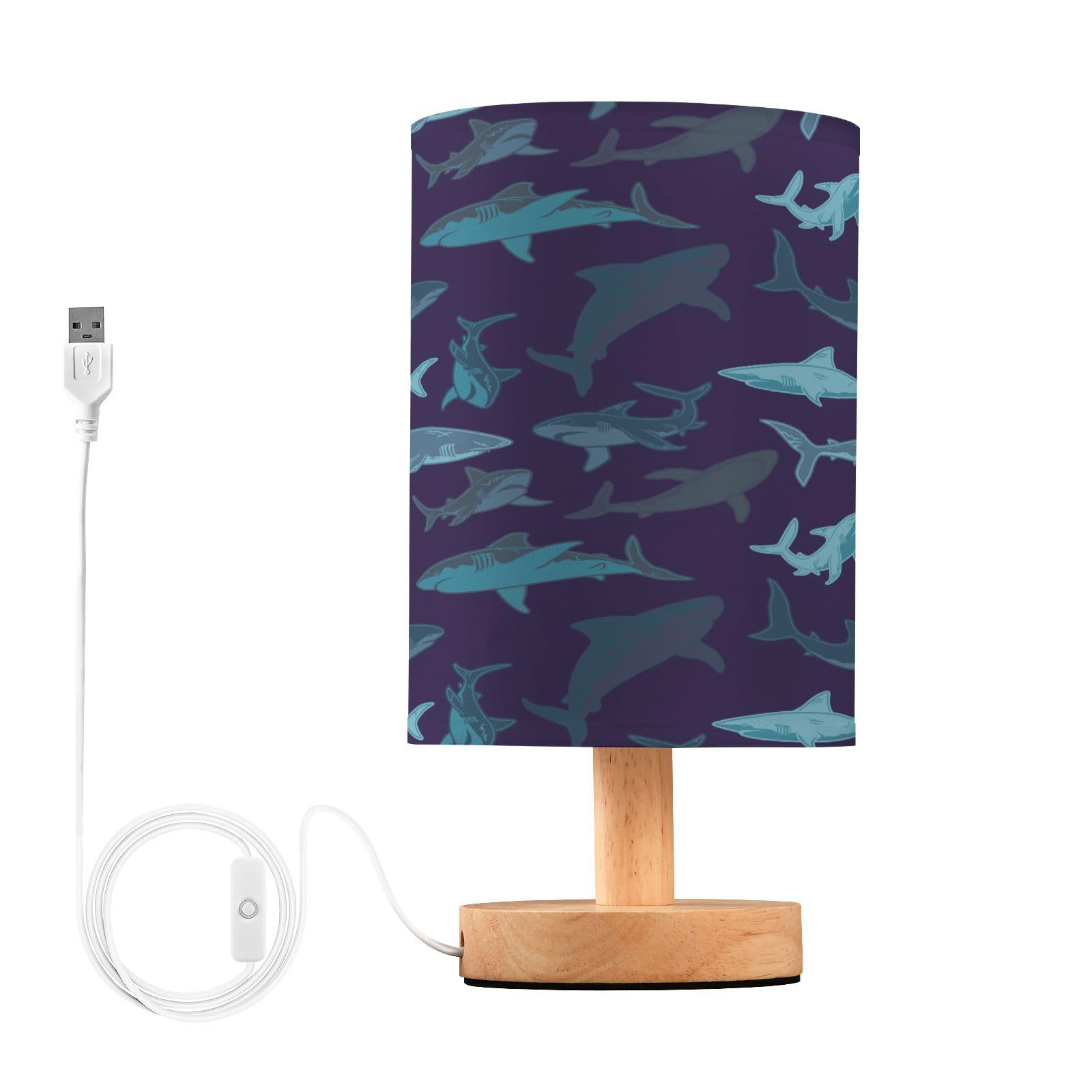 Emelivor Abstract Blue Shark Table Lamp for Bedroom Bedside Lamps for ...