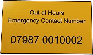 Personalised Out Of Hours Emergency Contact Number Sign For Business ...