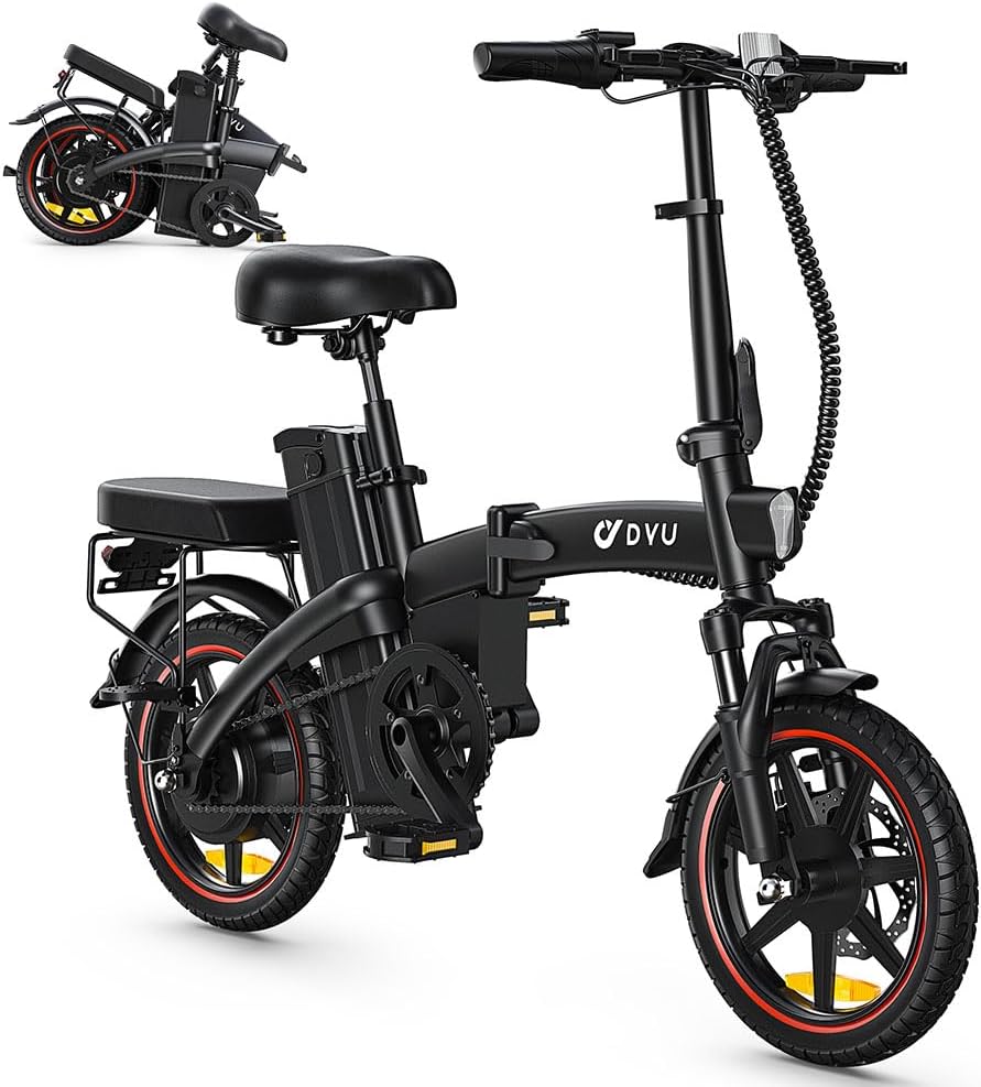 DYU A5 Electric Bike, 14" Portable Electric Bike, 48V 7.5AH Removable Battery,60KM Max Range ...