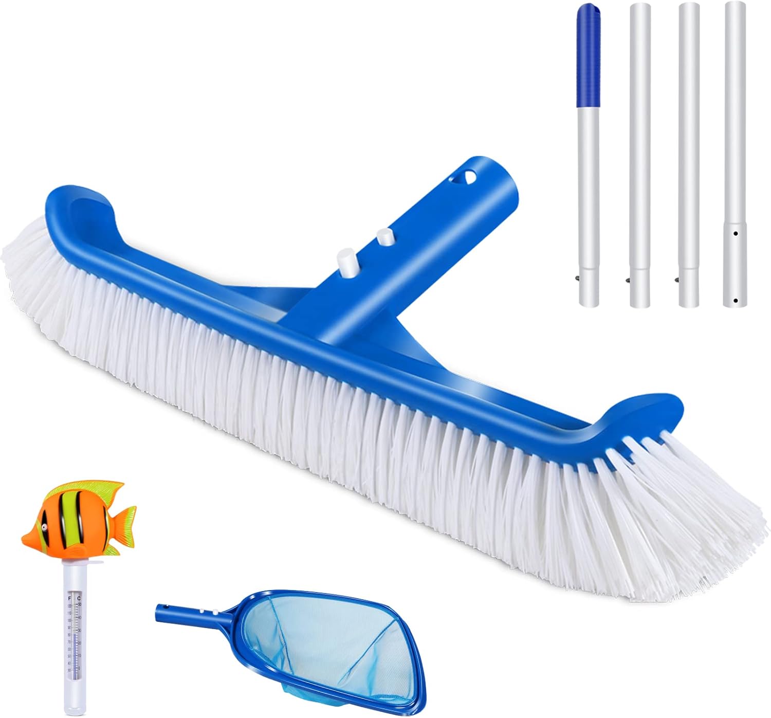Amazon.com: Masthome Pool Brush,12 ” Pool Scrub Brush with Leaf Skimmer ...
