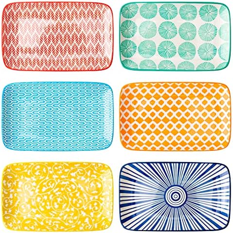 Amazon.com | Noamus 6 Pack Ceramic Rectangular Salad Plates, 8.5 Inch ...