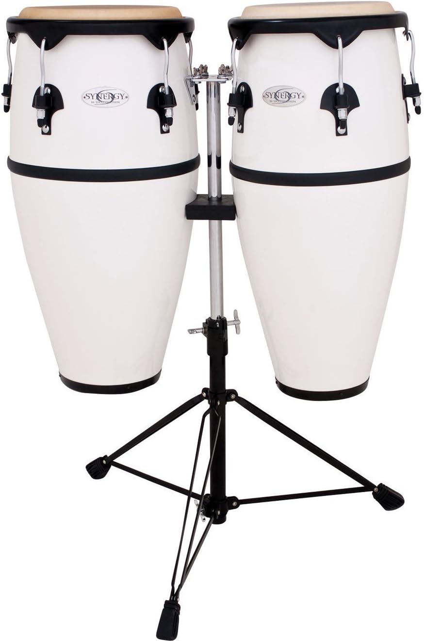 Amazon.com: Toca Synergy Fiberglass Conga Set w/Stand - White : Musical ...