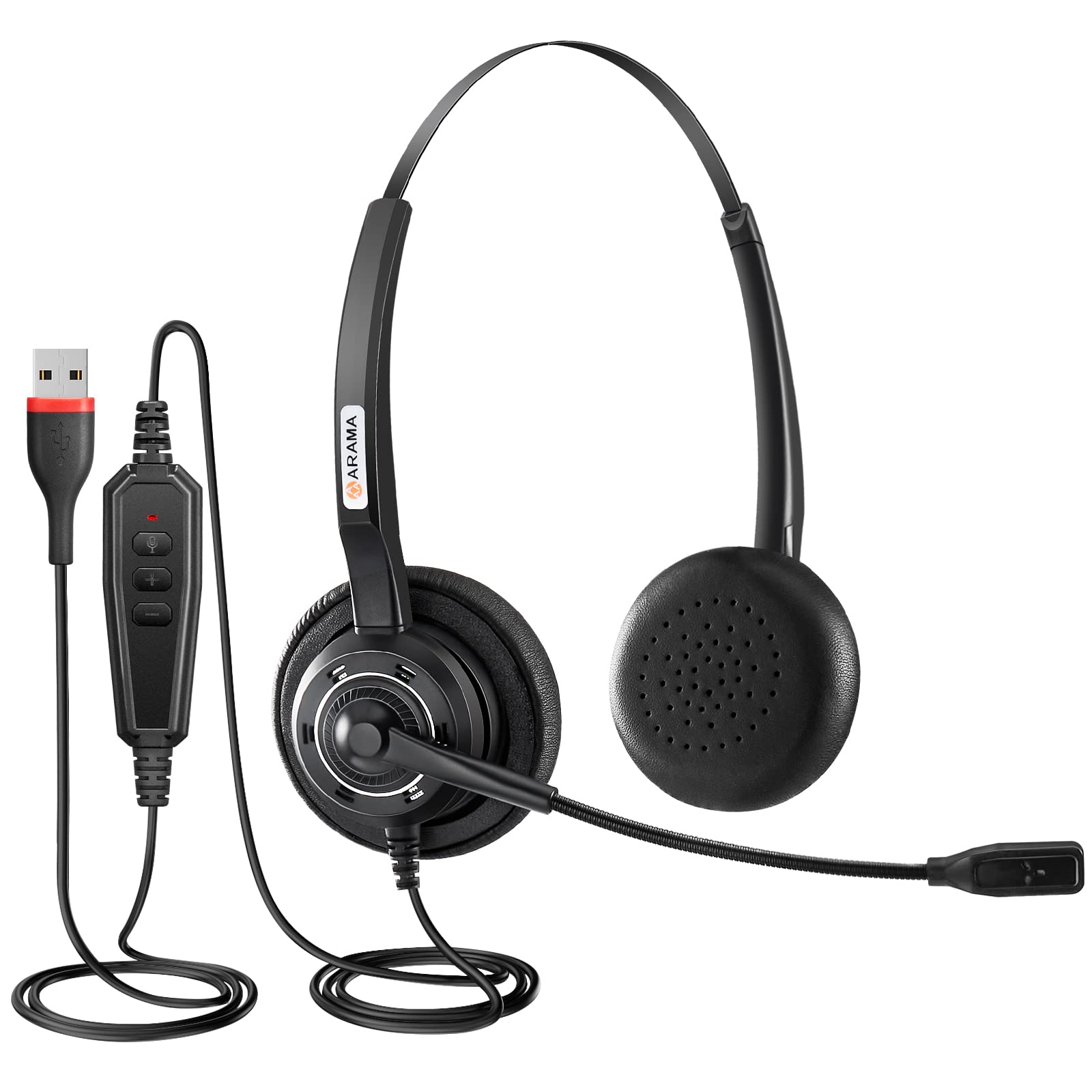 1 X RAW Customer Returns Arama USB Headset With Microphone Noise Cance 1-x-raw-customer-returns-arama-usb-headset-with-microphone-noise-cance