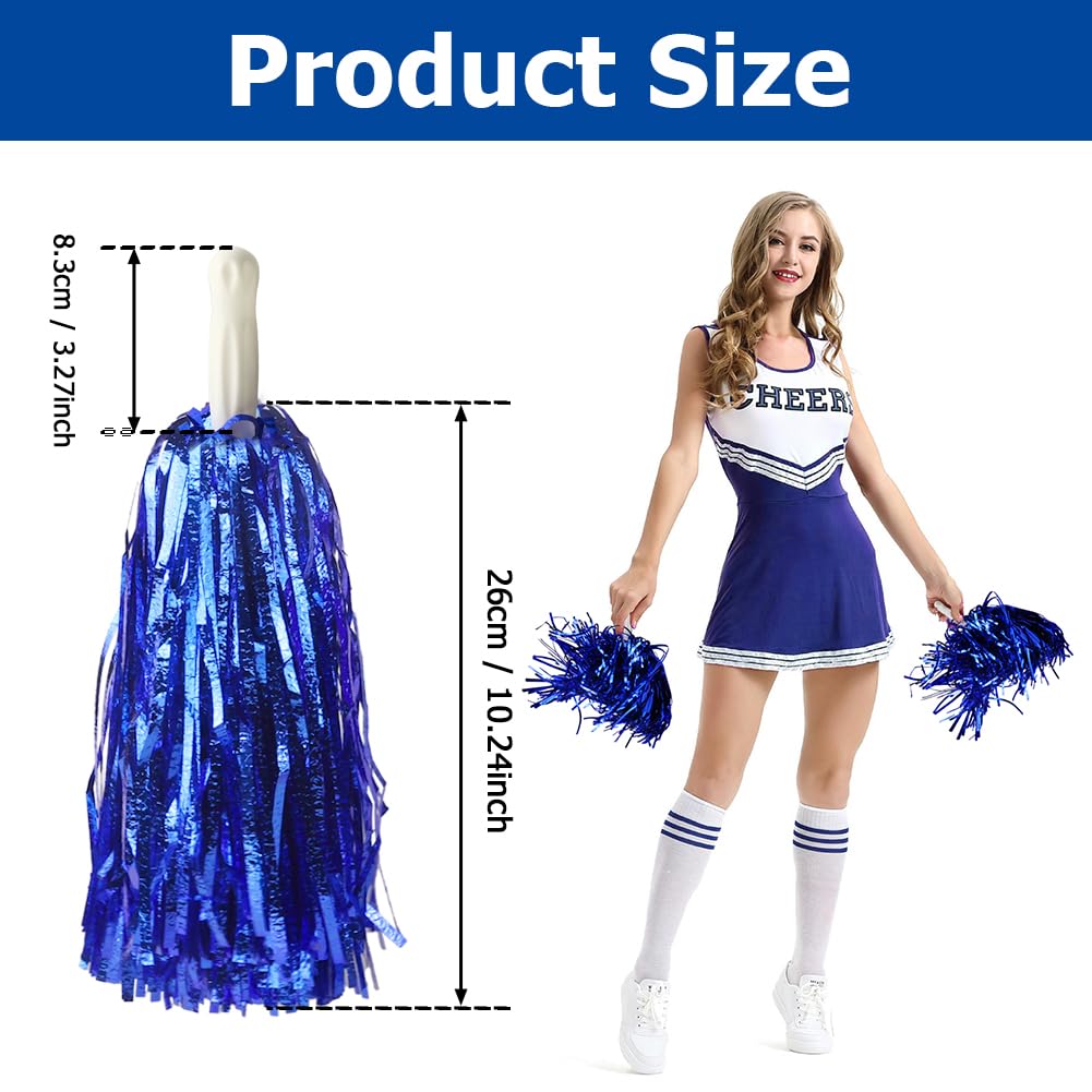 Snapklik.com : Hooshing 24PCS Blue Fluffy Metallic Foil Pom Poms