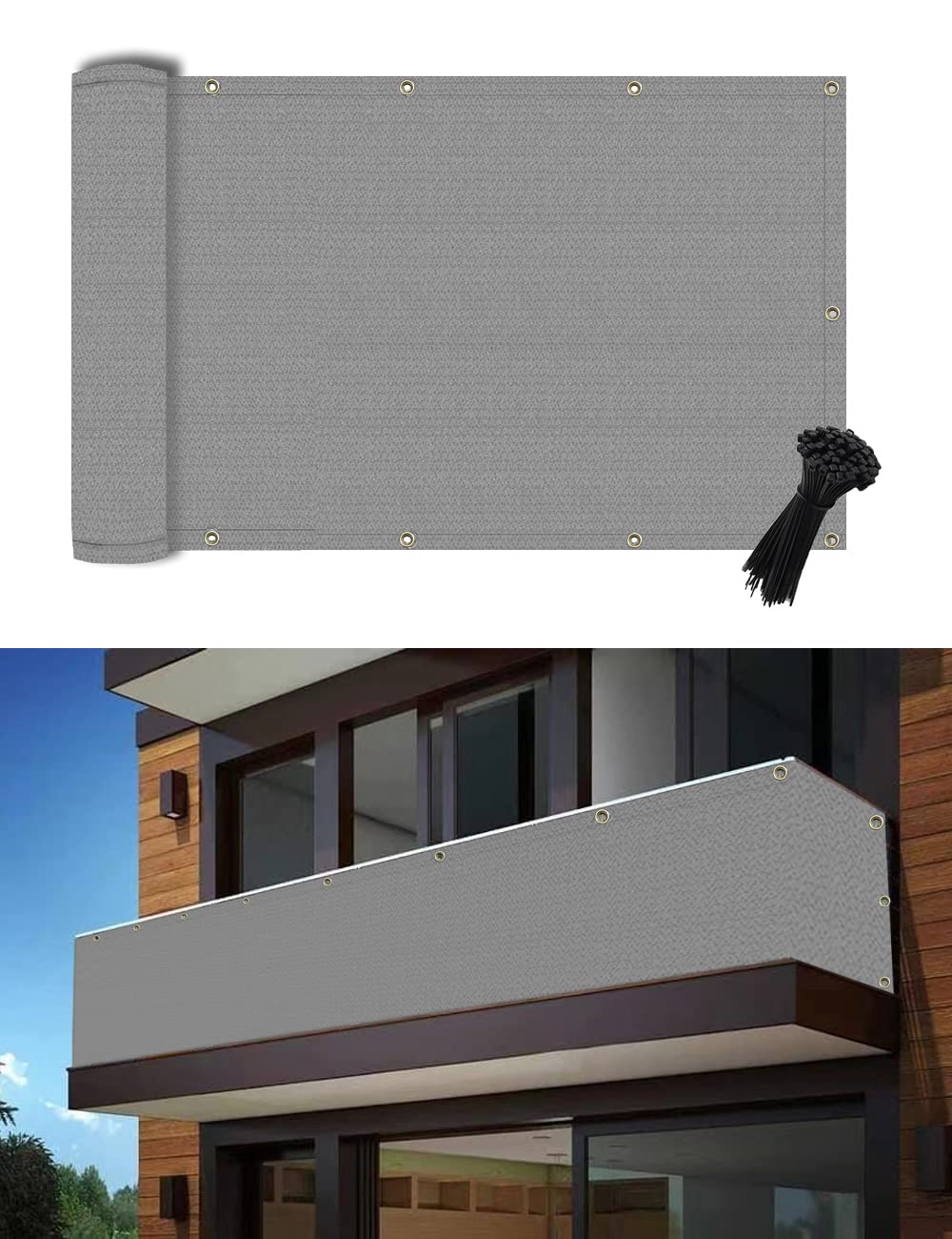 Amazon.com: POYEE 3'×10' Light Gray Balcony Privacy Screen Fence Cover ...