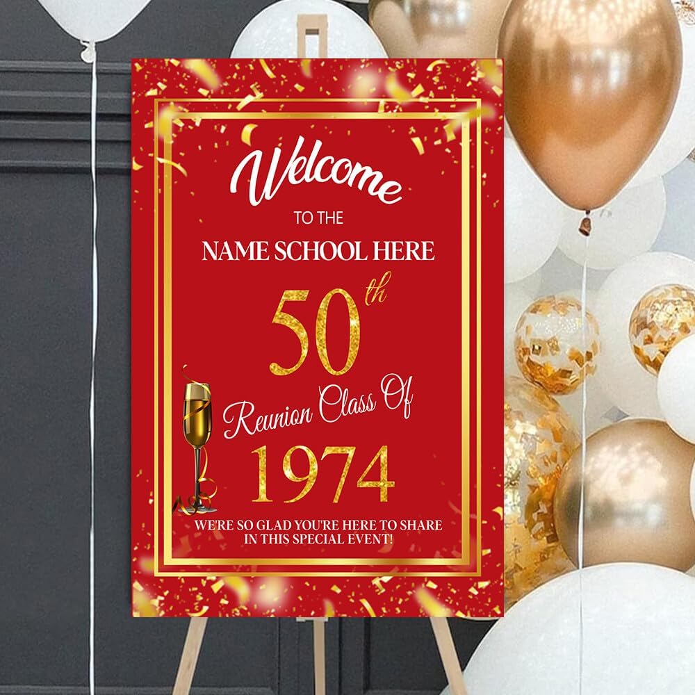 Amazon.com: Personalized 50th Class Reunion Welcome Sign, 50th Class Reunion Decorations Party ...