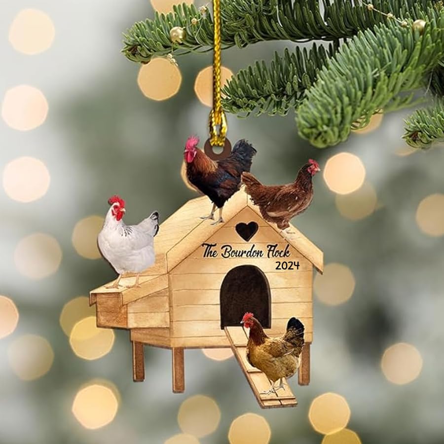 Animal Christmas Ornaments Personalized Chicken Farm Family Christmas ...