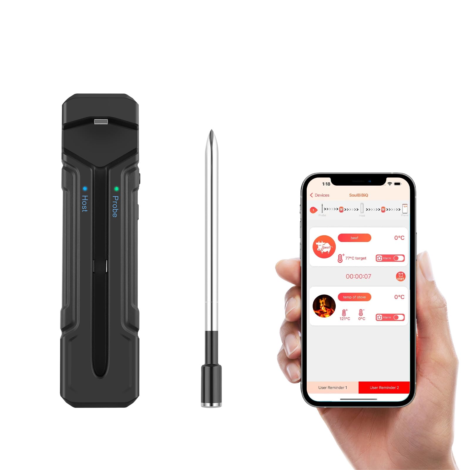 Snapklik.com : Smart Wireless Meat Thermometer - 500 FT Bluetooth Meat ...