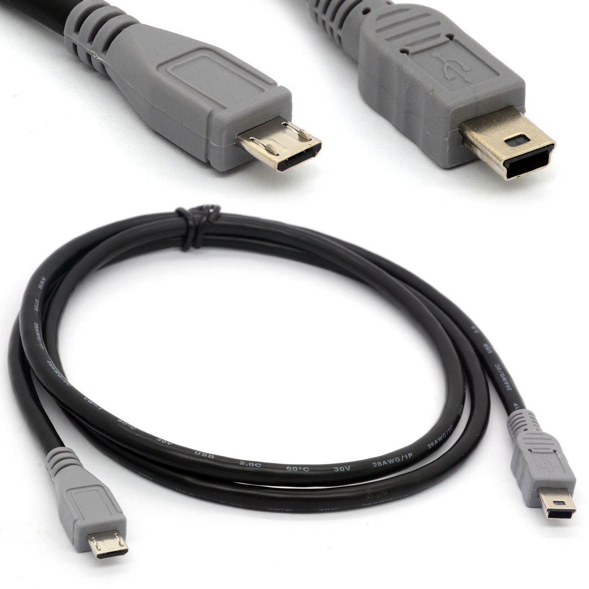 Amazon.com: BSHTU Micro USB to Mini 5-pin USB Extension Cable Code OTG ...