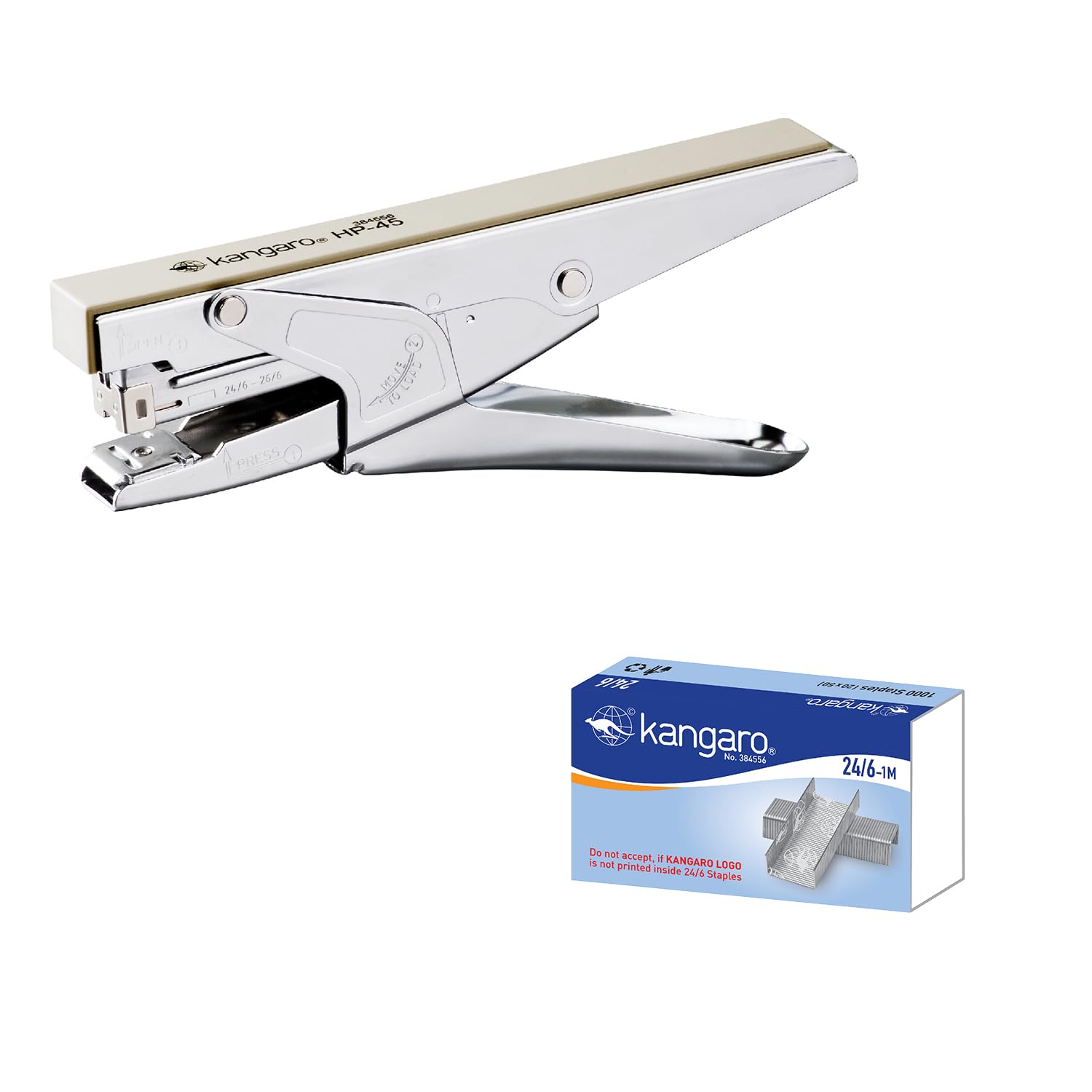 Kangaro Desk Essentials HP-45 All Metal PlierStapler | Standard Stapler ...