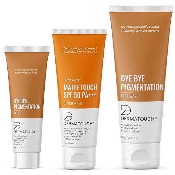 DERMATOUCH Daily Bye Bye Pigmentation skincare routine kit | Anti-pigmentation Face Wash (70G ...