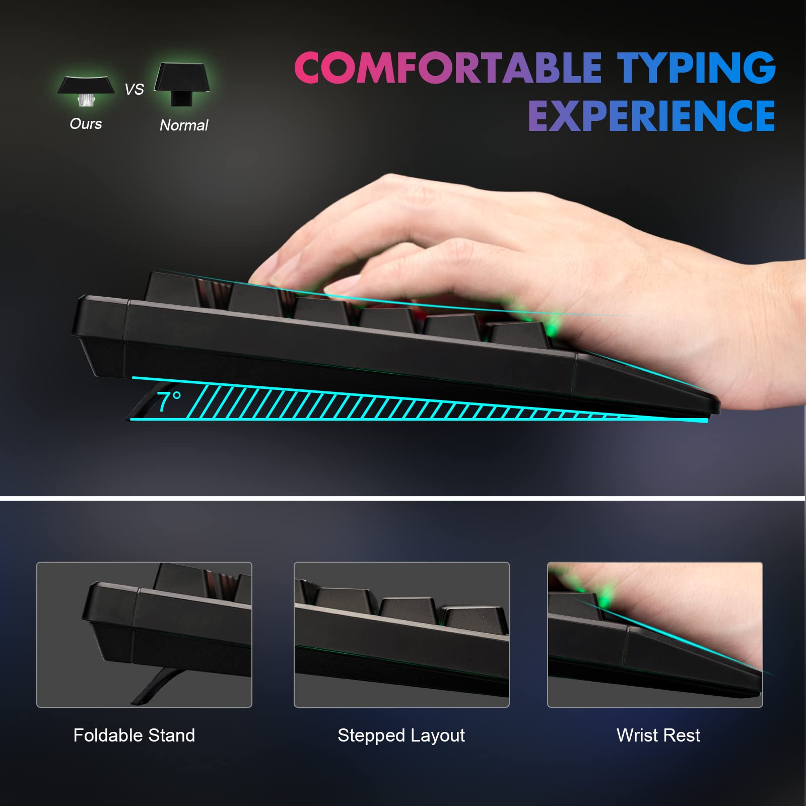 Snapklik.com : Wireless Keyboard And Mouse Combo, Rechargeable Rainbow ...