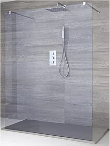 Milano Portland-Luna - Chrome Floating Frameless Wet Room Shower Enclosure with Smoked Glass ...