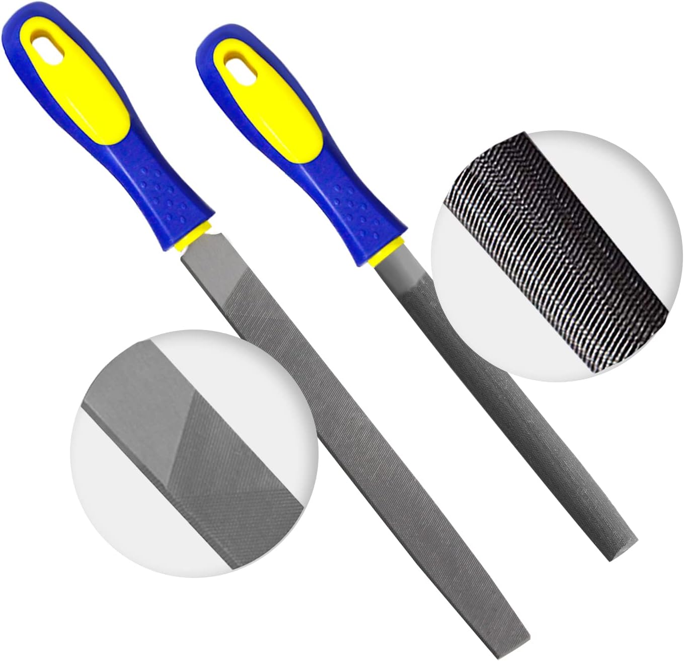 KALIM 2-Piece 8 Inch Heavy Duty File Set - Flat/Half Round High Carbon ...