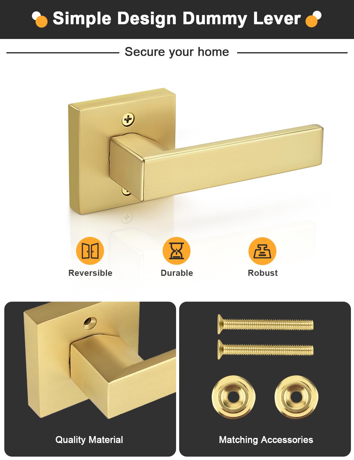 Snapklik.com : Gold Dummy Door Handle Heavy Duty Interior Door Knob Non ...