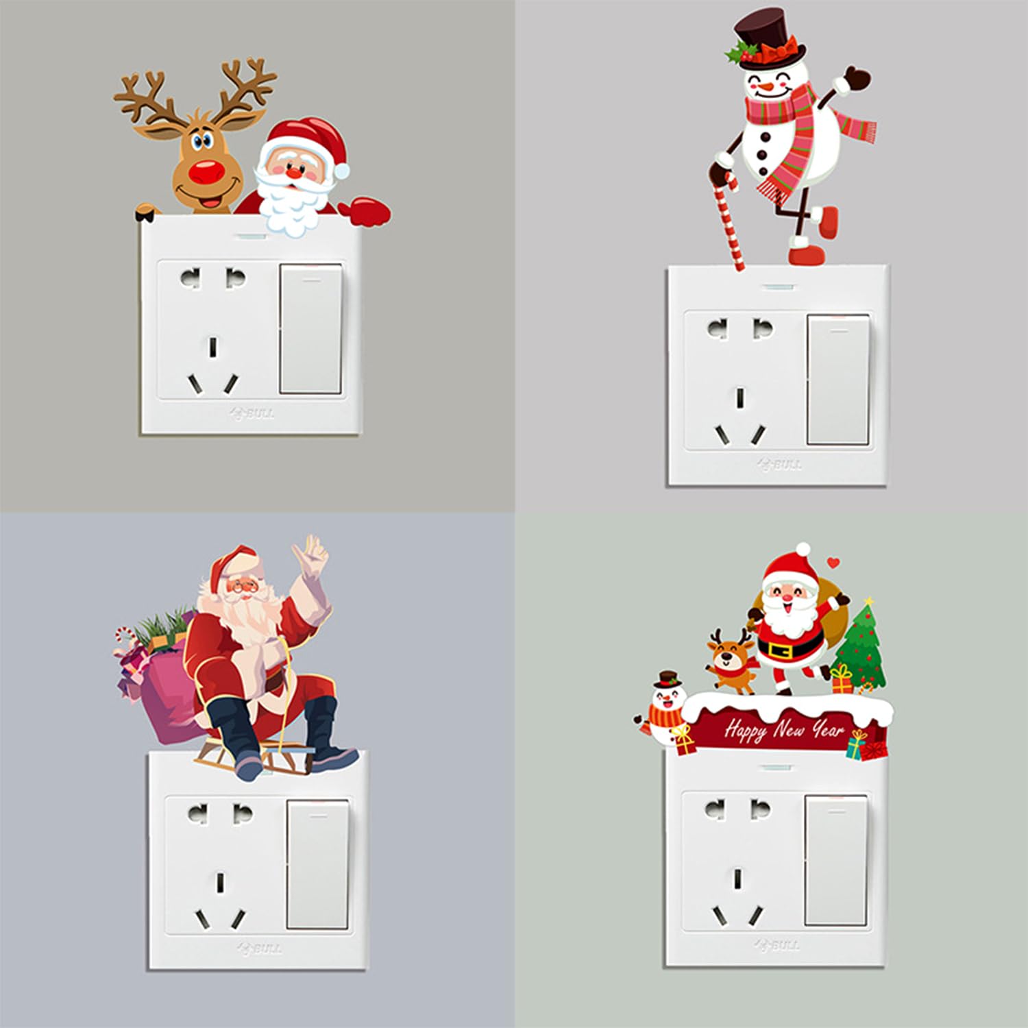 Amazon.com: 8Pcs Christmas Switch Stickers Funny Santa Claus Snowman ...