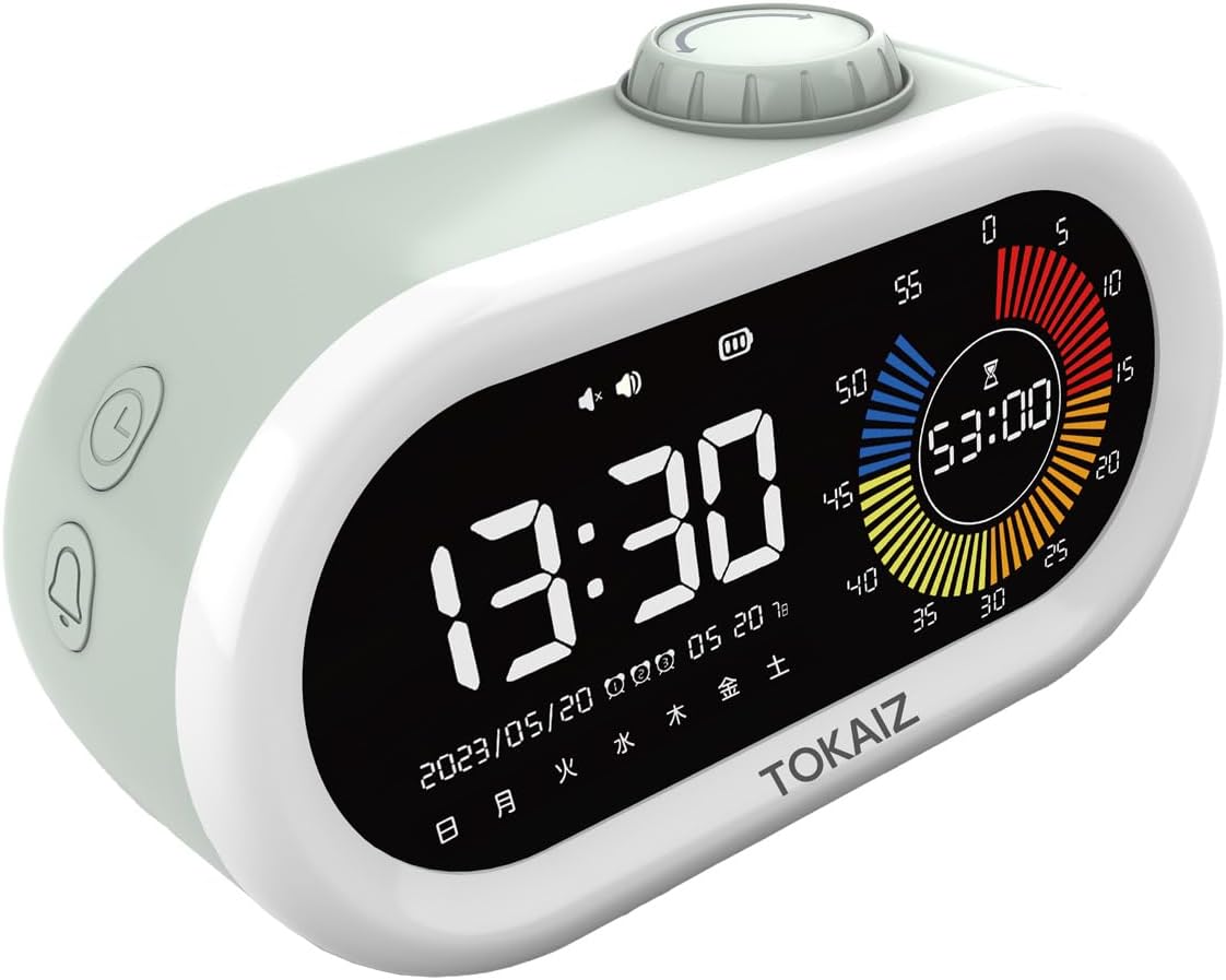 Amazon.co.jp: TOKAIZ 学習タイマー 時計付き 子供 カウントダウン カウントアップ 多機能 目覚まし時計 デジタル時計 デジタルビジュアルタイマー アラームスヌーズ機能 ...