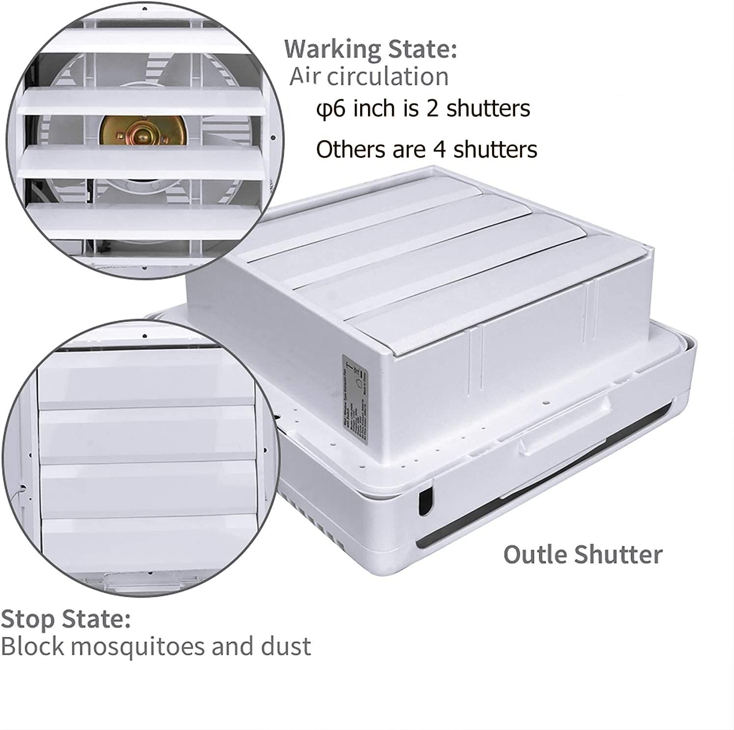 Buy HUGOOME Window Reversible Exhaust Fan Shutter Box Through the Wall ...