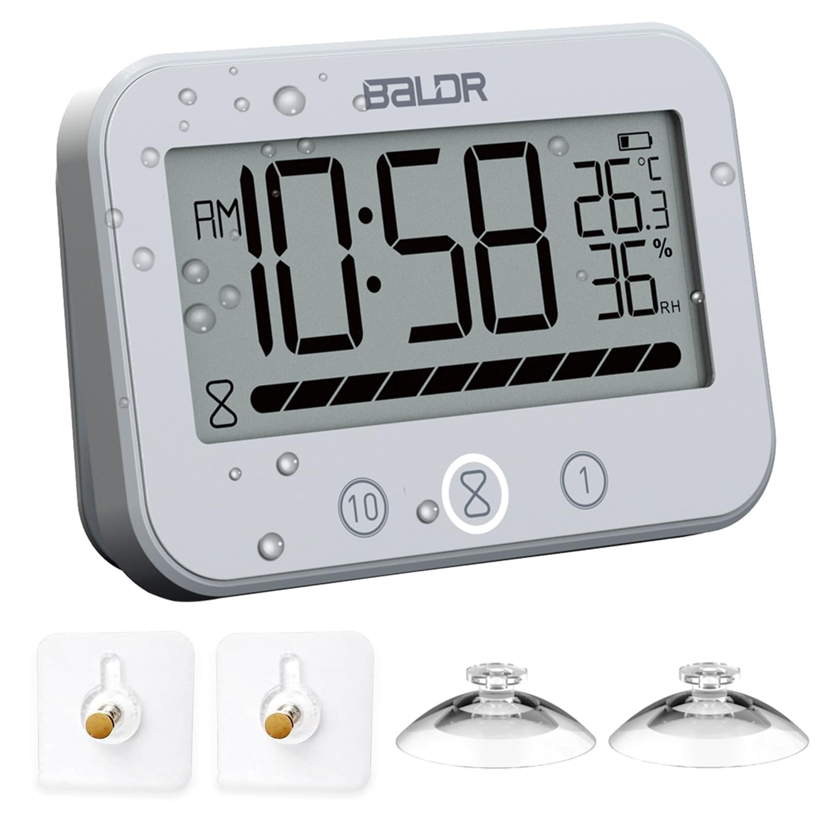 Waterproof Shower Clock and Timer, Water Resistant Bathroom Hanging ...