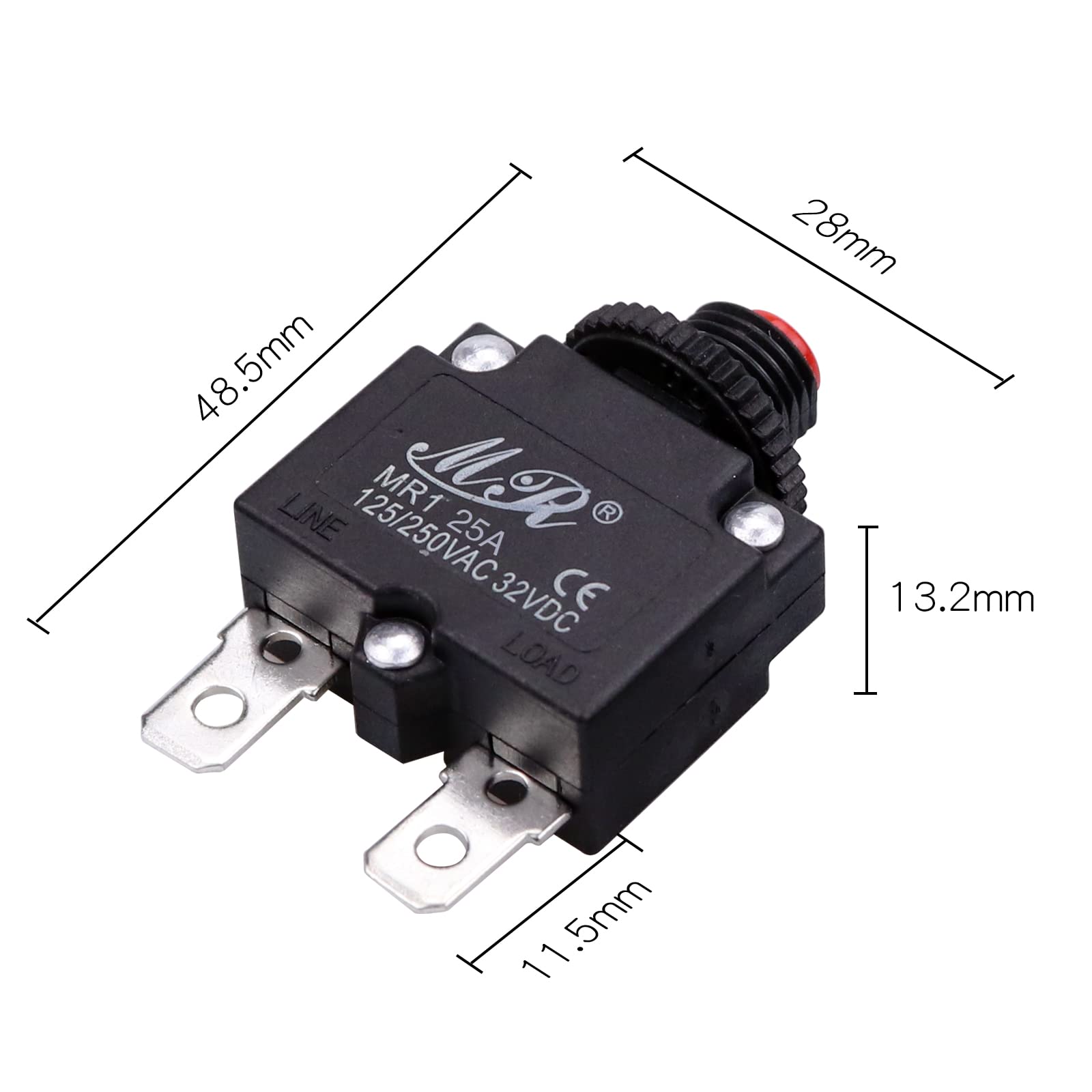 Snapklik.com : RKURCK 25 Amps Thermal Circuit Breakers 125/250V AC 32V ...
